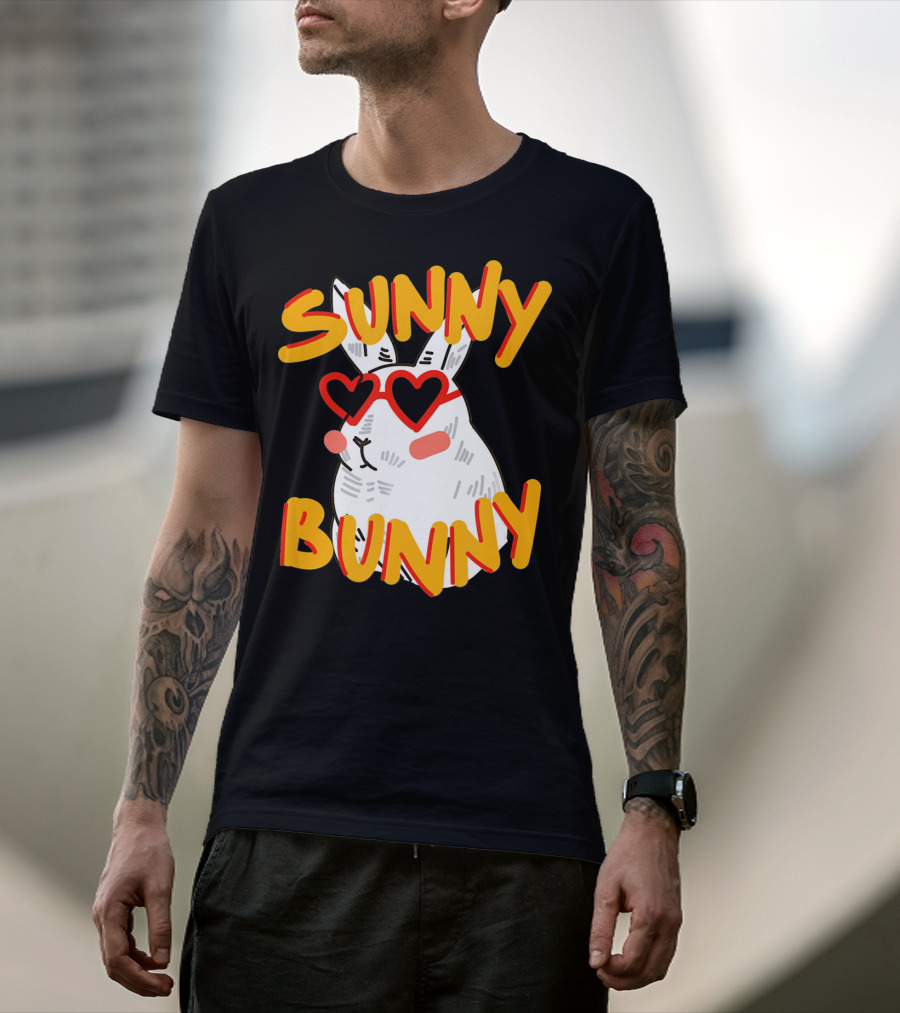 SUNNY BUNNY Cute Happy Easter Heartglass T-Shirt