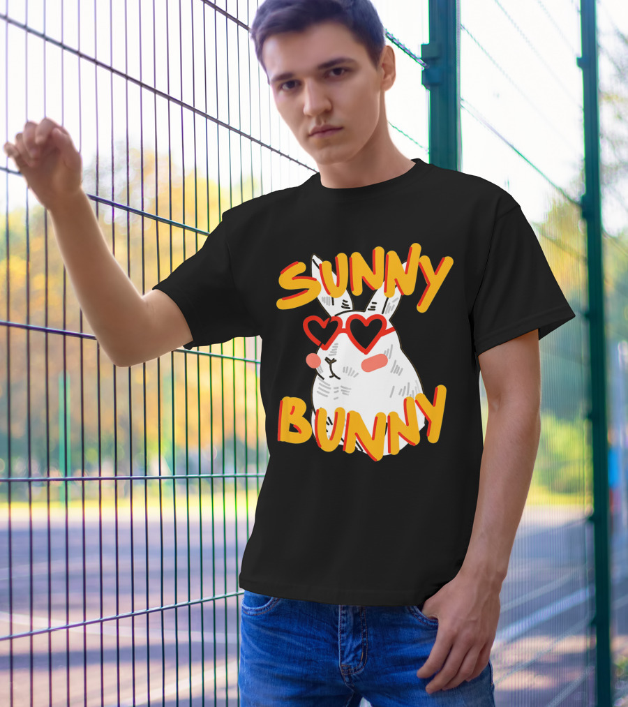 SUNNY BUNNY Cute Happy Easter Heartglass T-Shirt