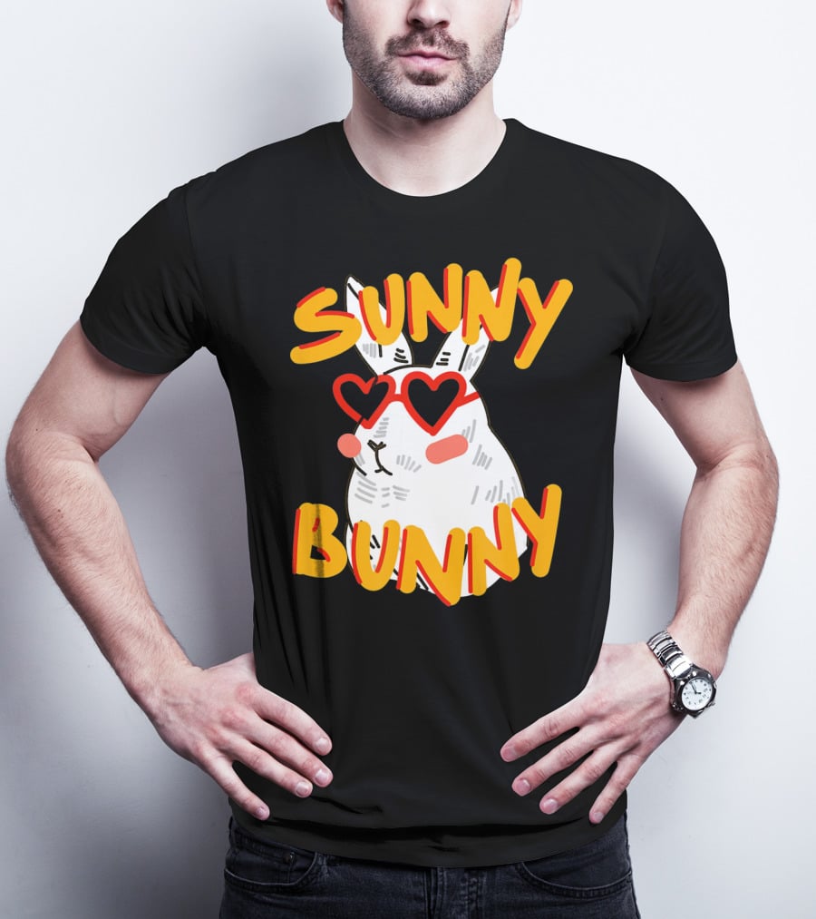 SUNNY BUNNY Cute Happy Easter Heartglass T-Shirt