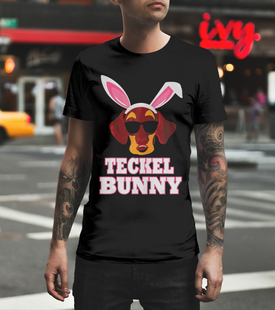 Teckel Bunny Rabbit Dog With Cool Glasses T-Shirt
