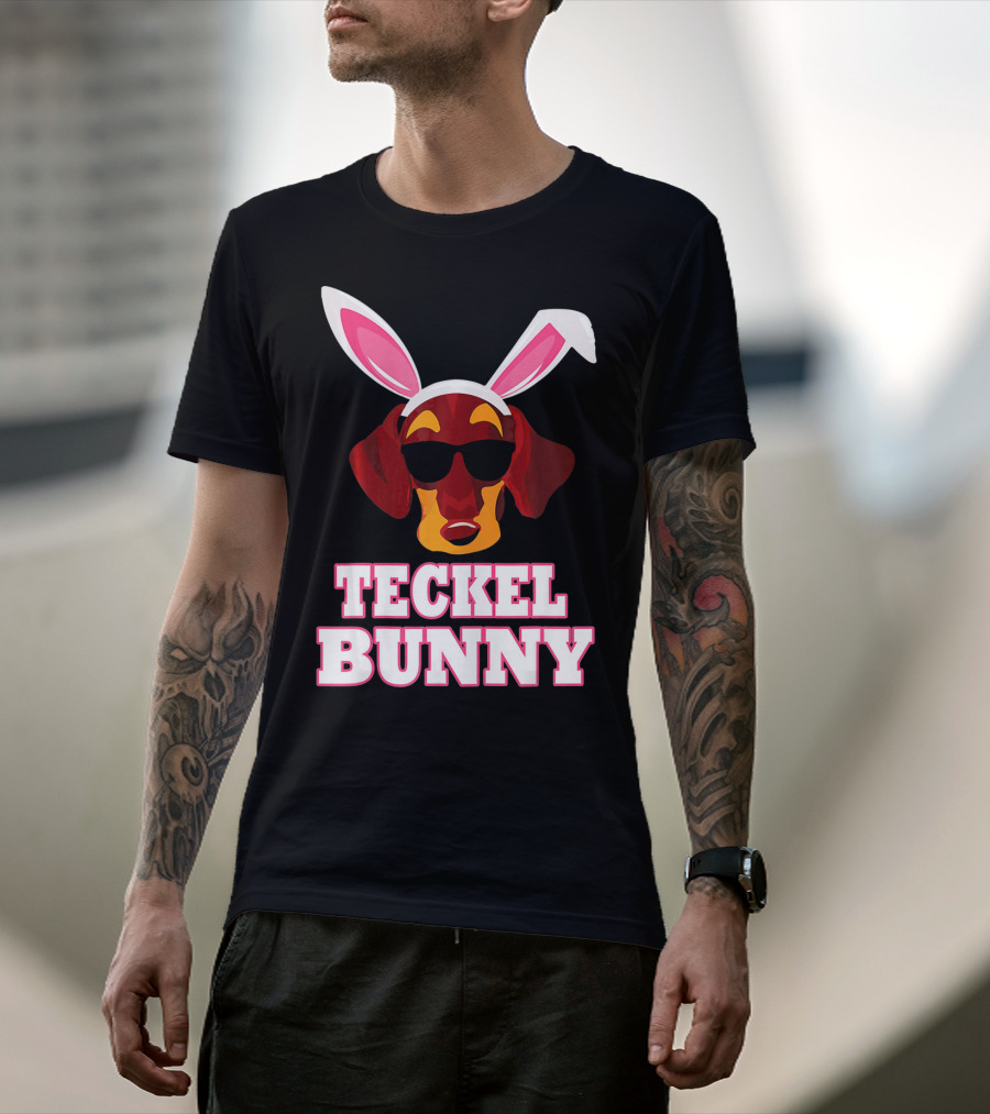 Teckel Bunny Rabbit Dog With Cool Glasses T-Shirt