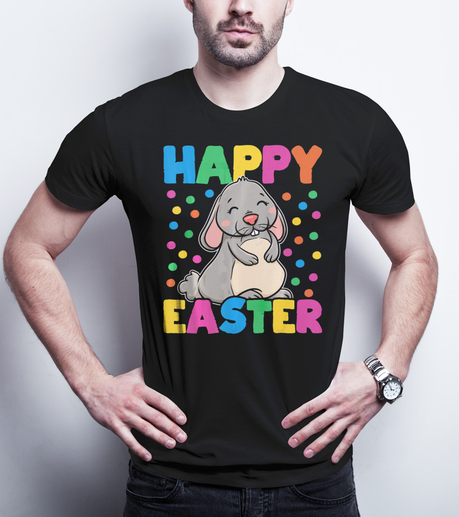 Happy Easter Bunny With Colorful Dots T-Shirt