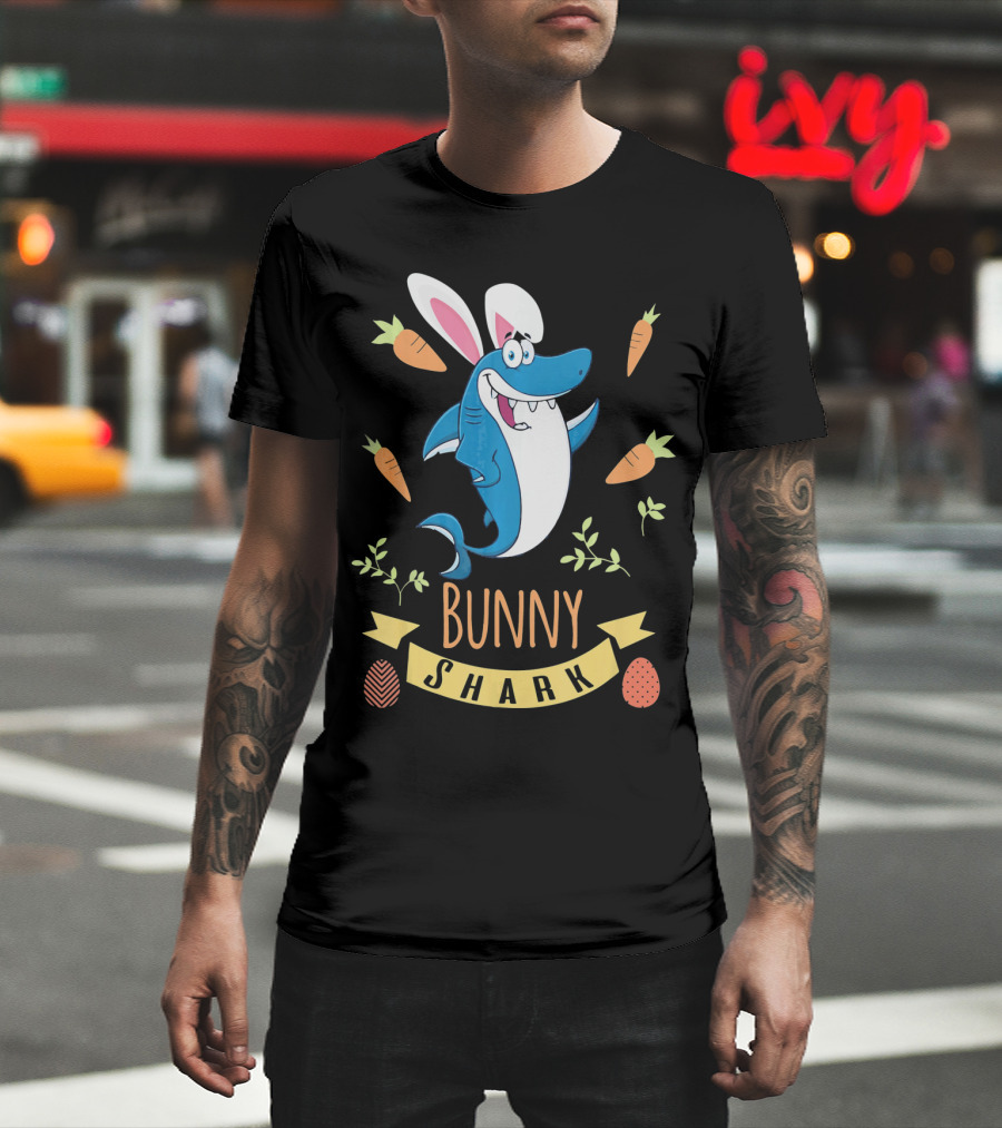 Bunny Shark Easter Carrot Egg Adventure T-Shirt