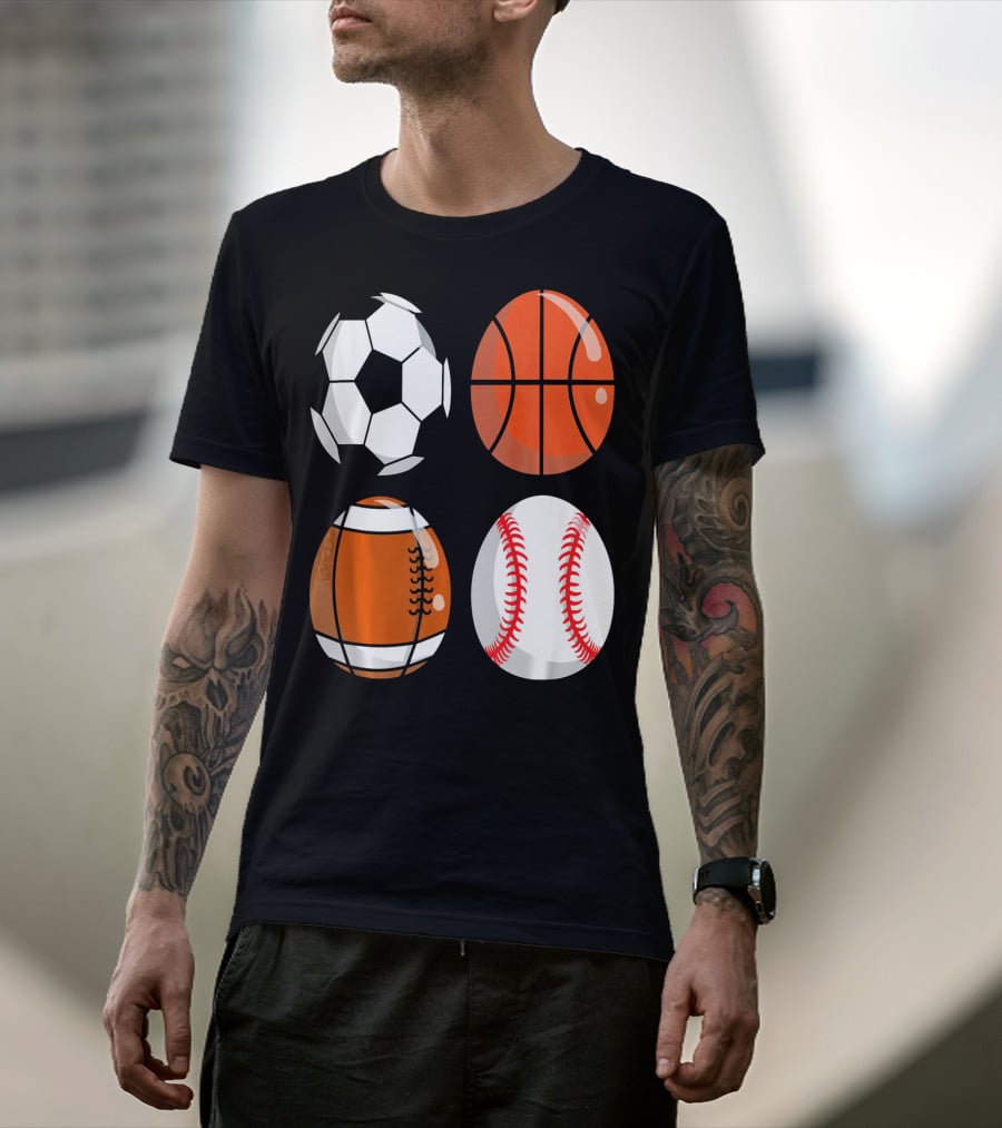 Easter Eggs Football Rugby Basketball Baseball Soccer T-Shirt