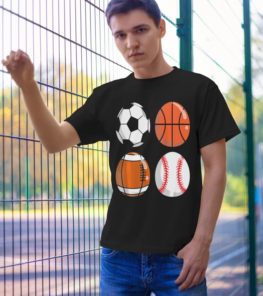 Easter Eggs Football Rugby Basketball Baseball Soccer T-Shirt