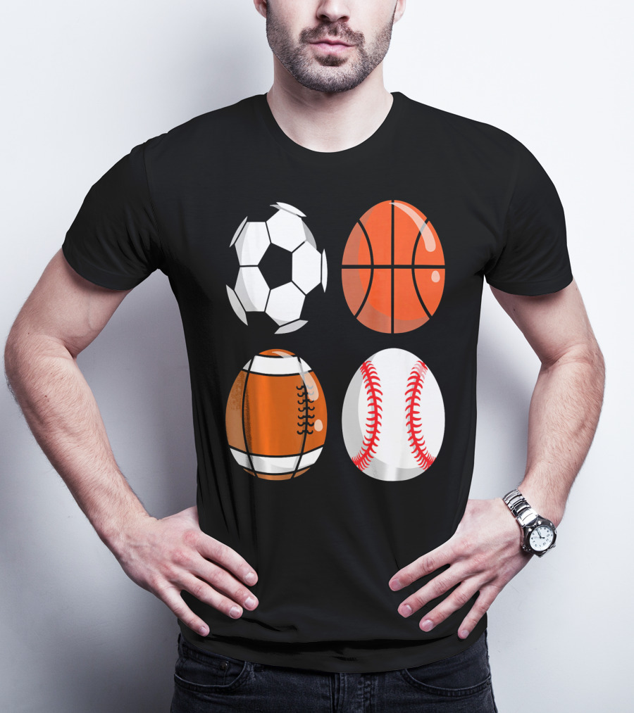 Easter Eggs Football Rugby Basketball Baseball Soccer T-Shirt
