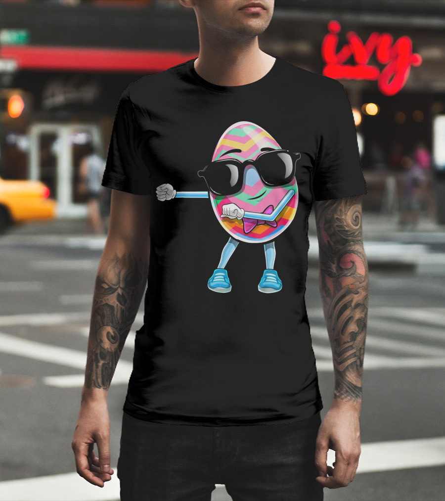 Flossing Easter Egg Kids Funny Dance With Sunglasses T-Shirt