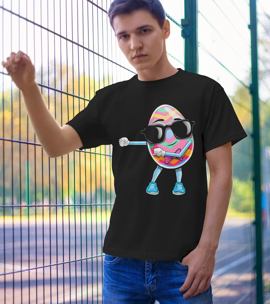 Flossing Easter Egg Kids Funny Dance With Sunglasses T-Shirt
