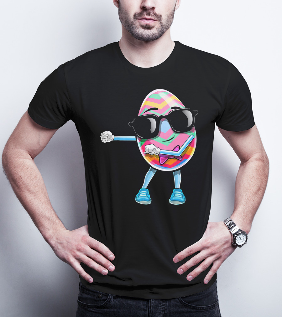Flossing Easter Egg Kids Funny Dance With Sunglasses T-Shirt