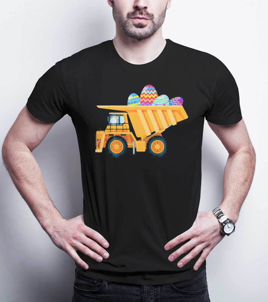 Easter Day Dump Truck With Colorful Eggs And Bunny Driver T-Shirt