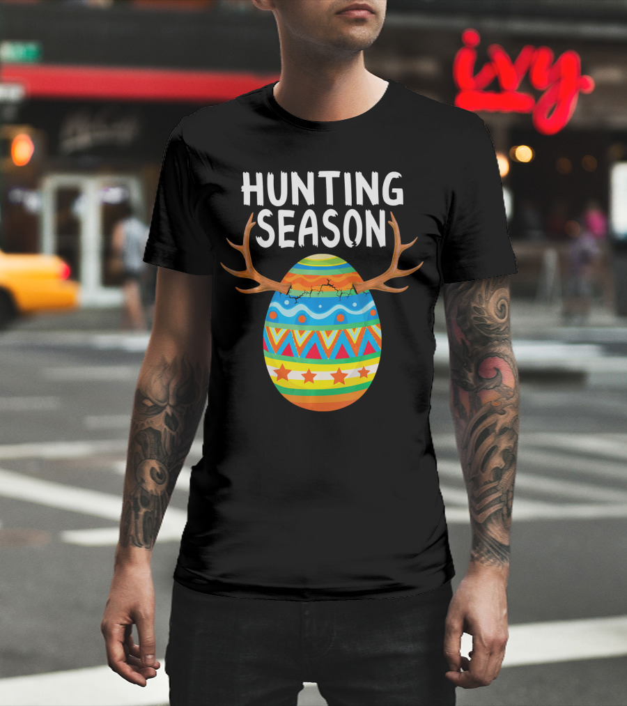 Hunting Season Easter Egg With Antlers T-Shirt