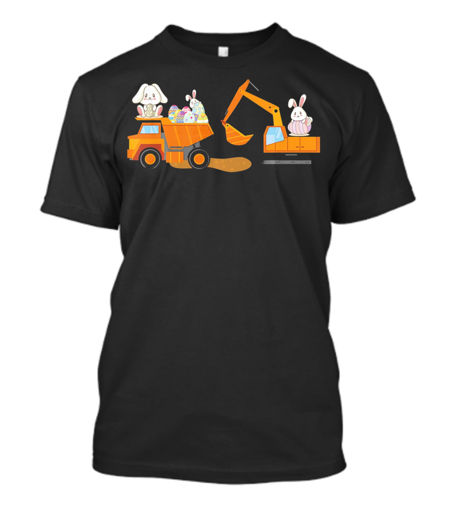 Easter Bunny With Eggs On Construction Site Scene T-Shirt