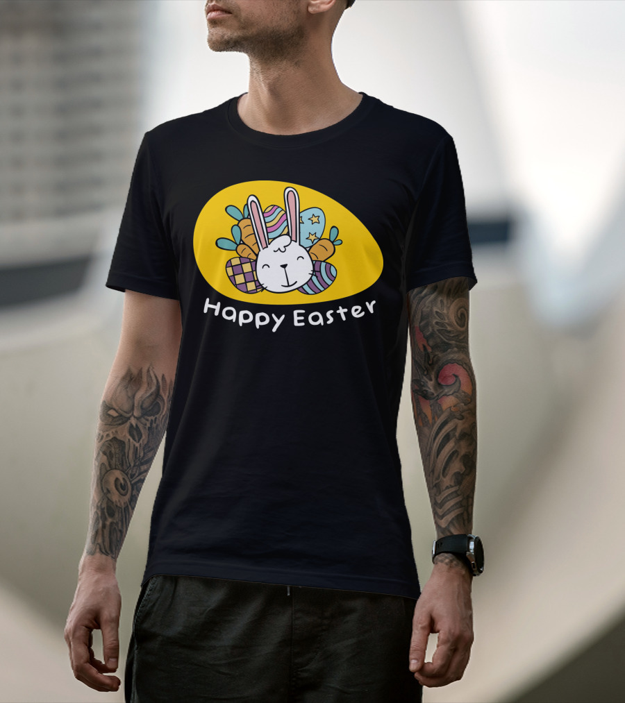 Happy Easter Bunny With Colorful Eggs T-Shirt