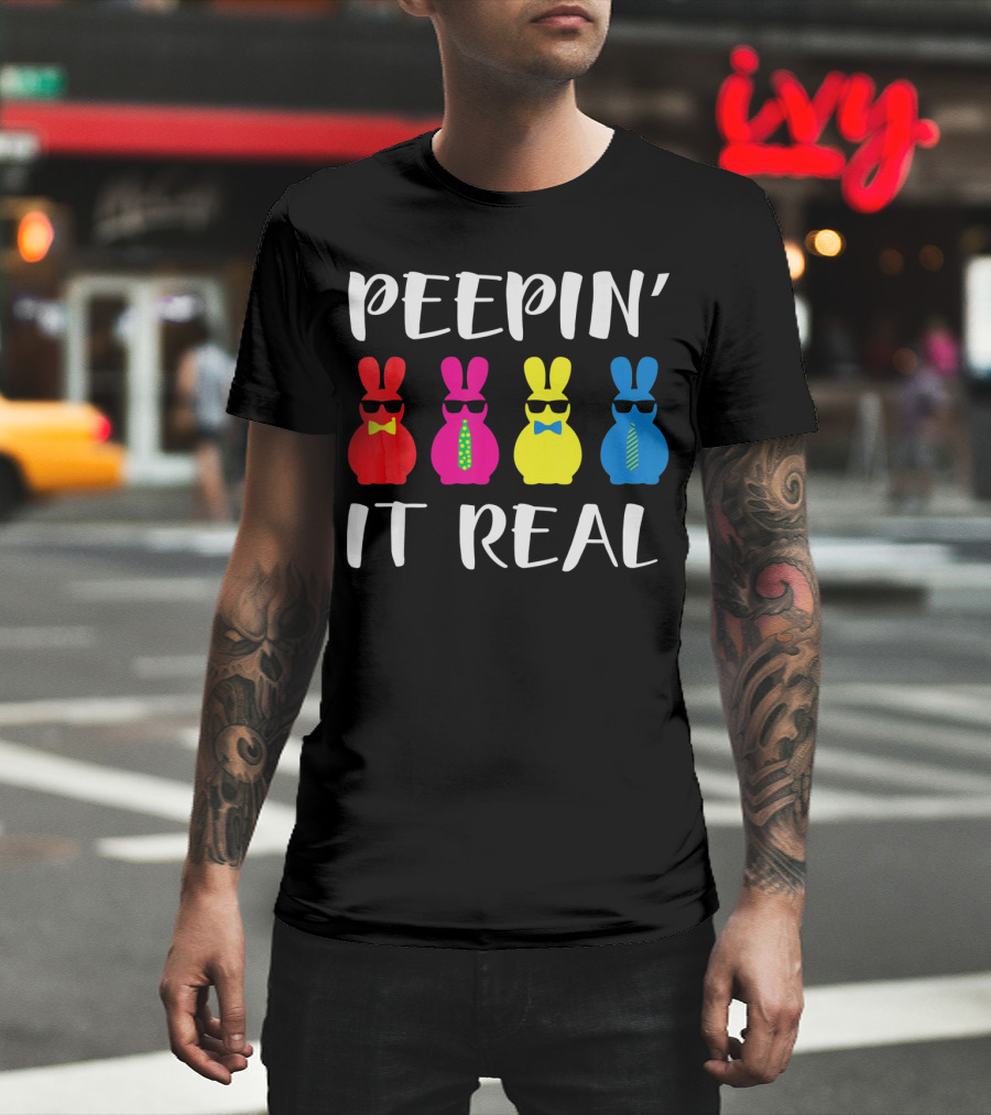 Peepin It Real Easter Bunni Sunglasses Bowties And Ties T-Shirt