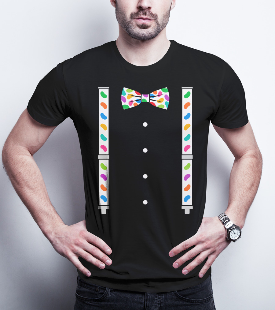 Easter Jelly Beans Bow Tie And Suspenders T-Shirt