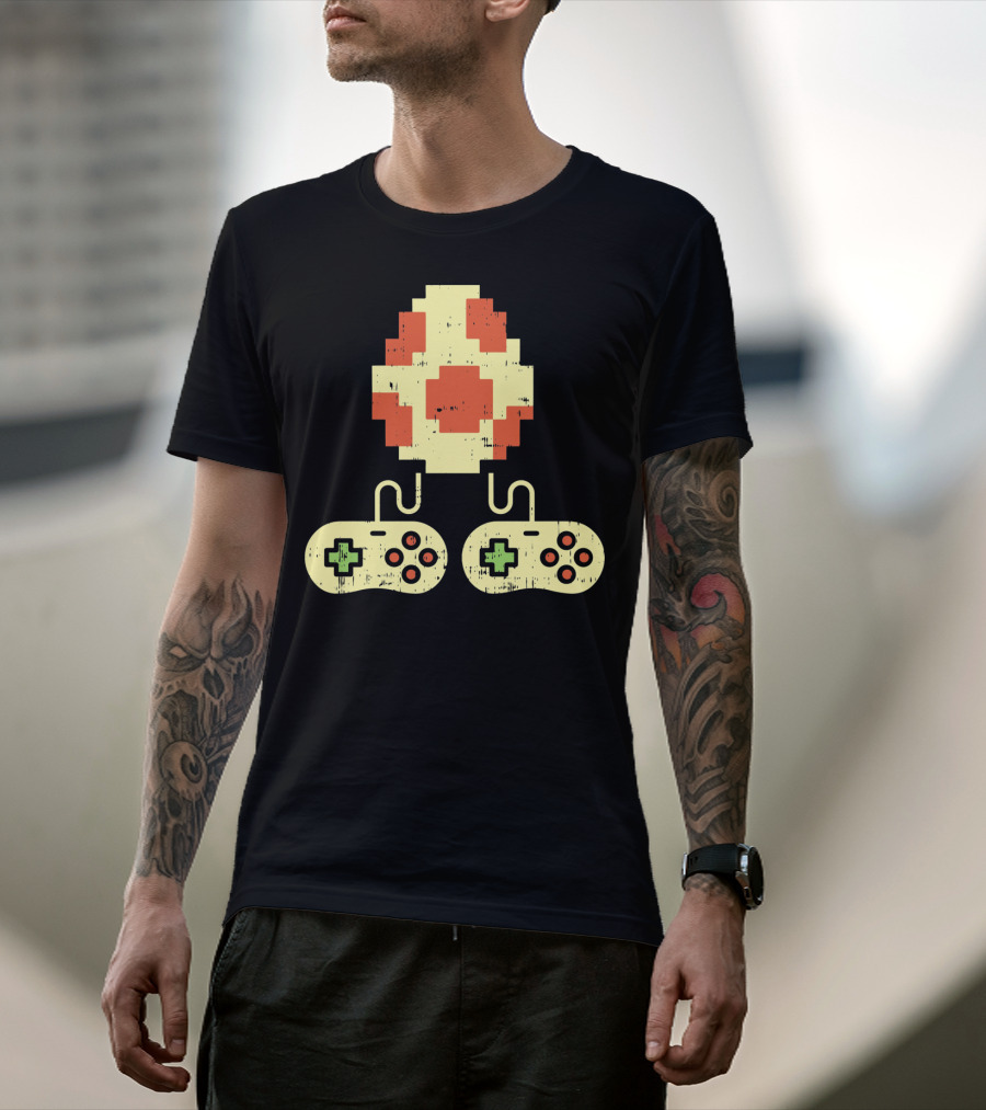 Easter Egg Pixel Art With Retro Game Controllers Gamer Gaming T-Shirt