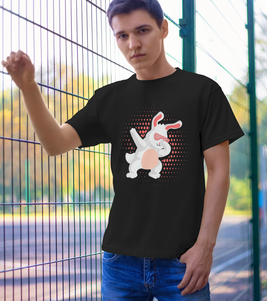 Funny Dabbing Hip Hop Bunny Easter With Shades T-Shirt