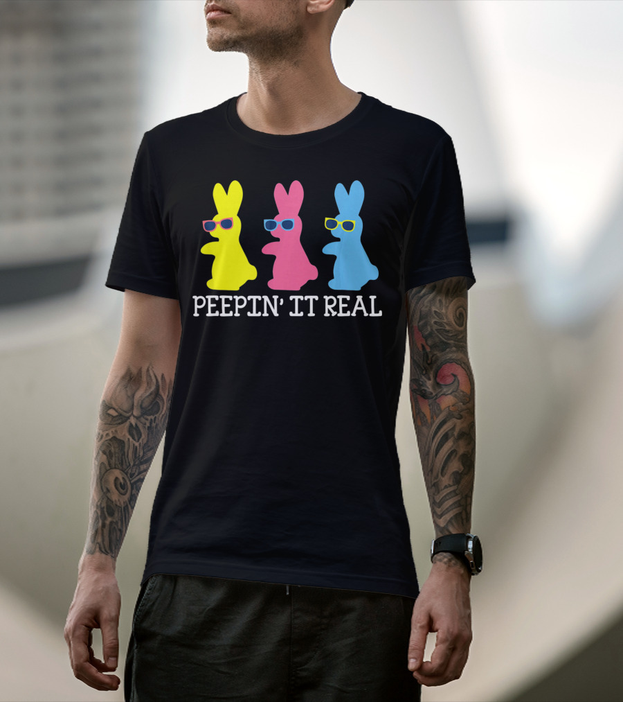 Peepin It Real Colorful Easter Bunny Sunglasses Trio T-Shirt