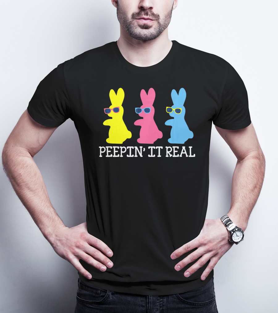 Peepin It Real Colorful Easter Bunny Sunglasses Trio T-Shirt
