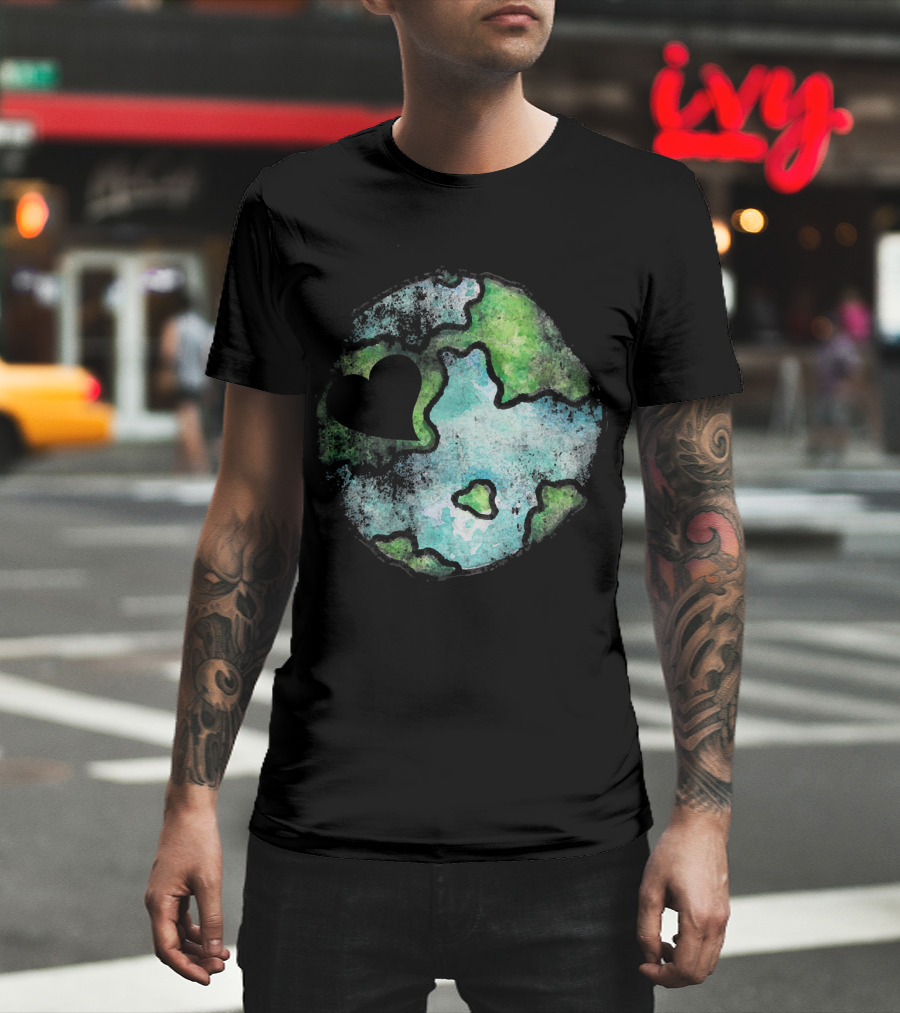 Earth Day Love Heart Vintage Artistic Planet T-Shirt