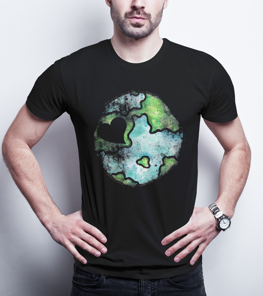 Earth Day Love Heart Vintage Artistic Planet T-Shirt