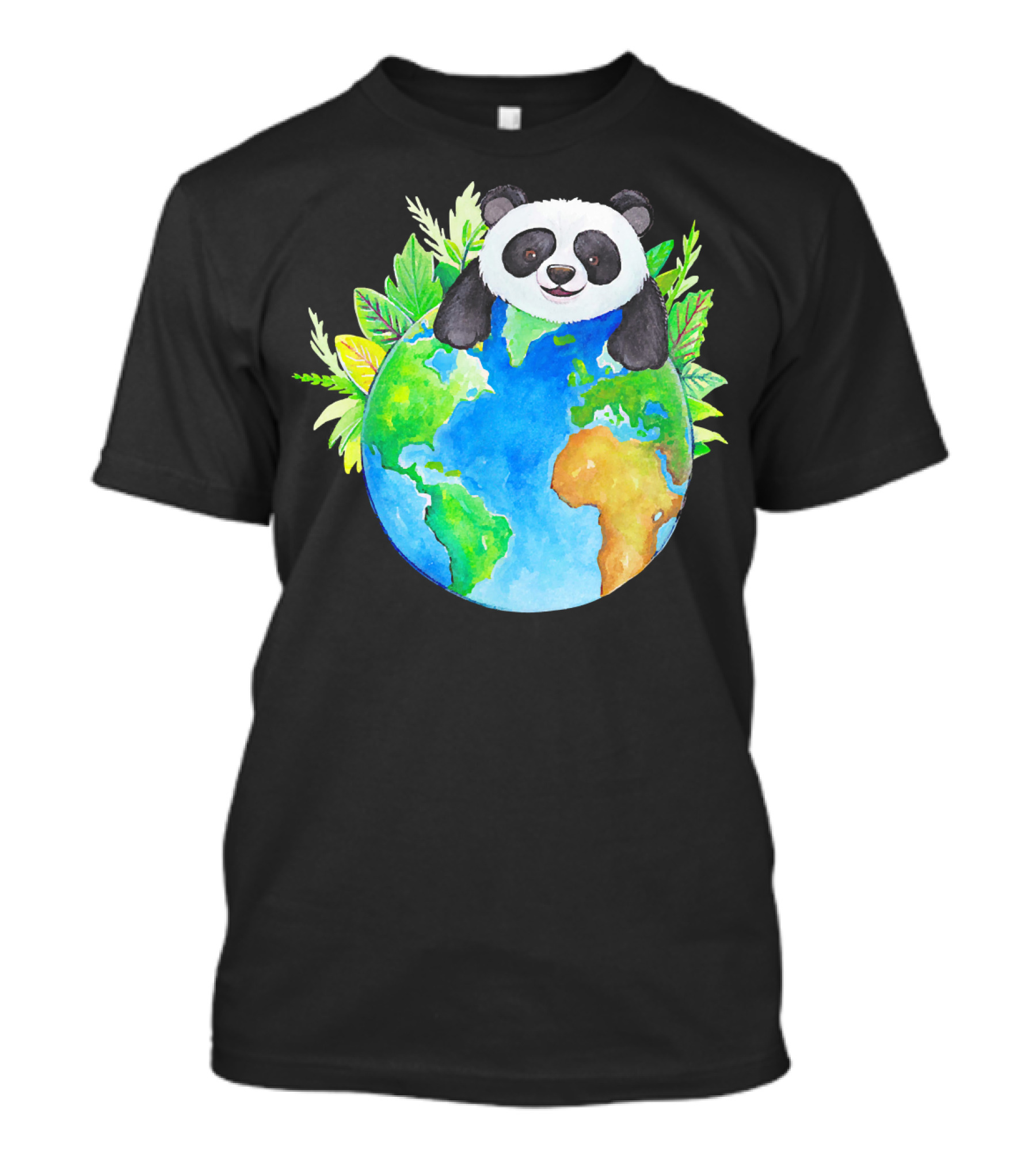 Cute Earth Panda Bear With Green Foliage T-Shirt