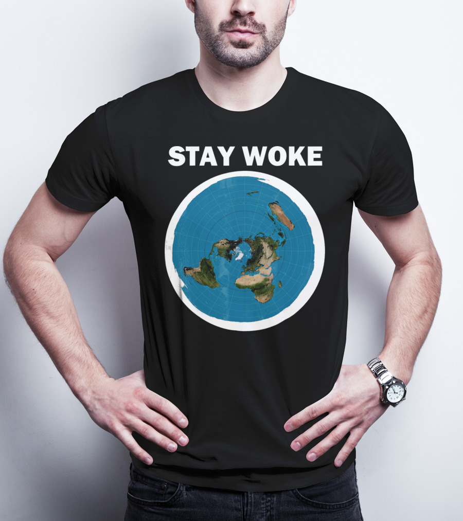 Stay Woke Flat Earth Map Representation T-Shirt