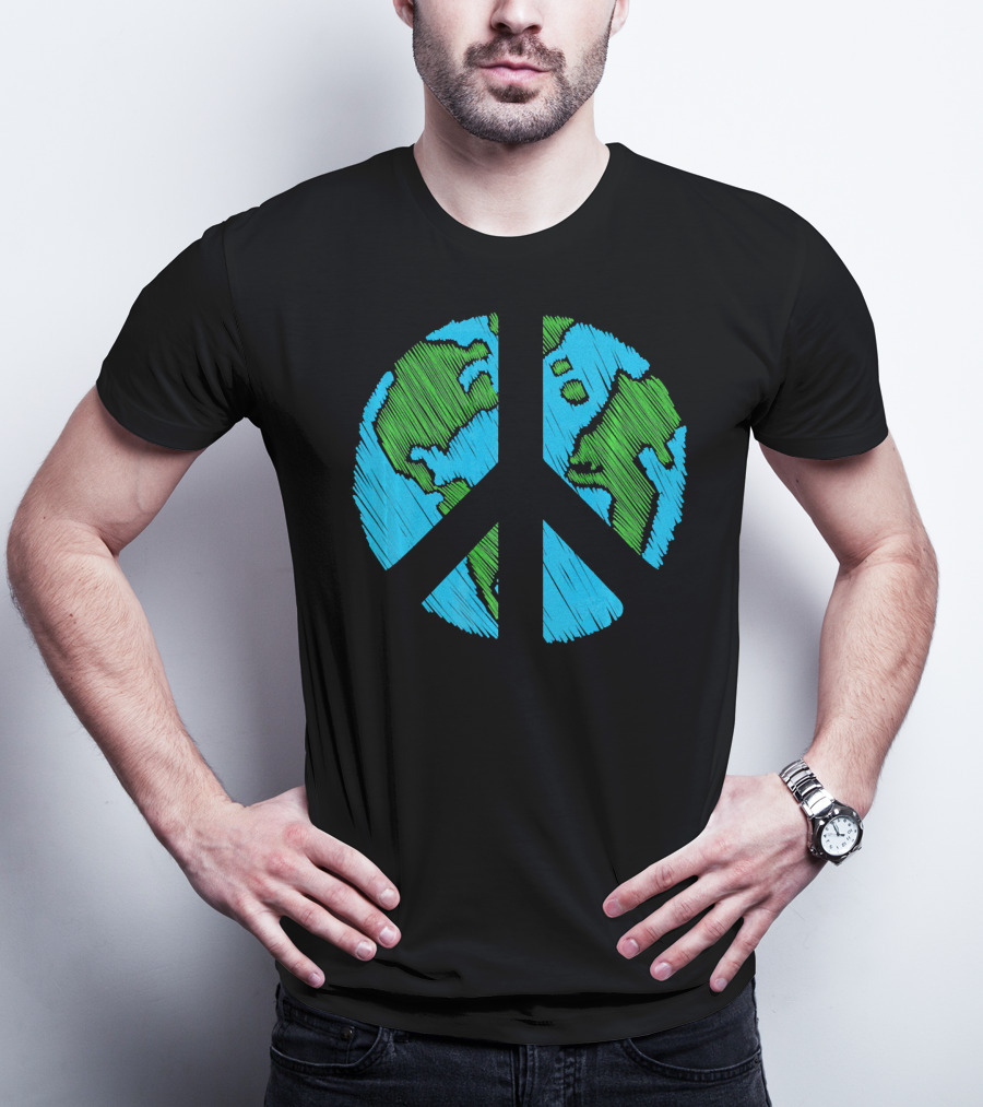 Retro Vintage Peace On Earth Day World Map T-Shirt