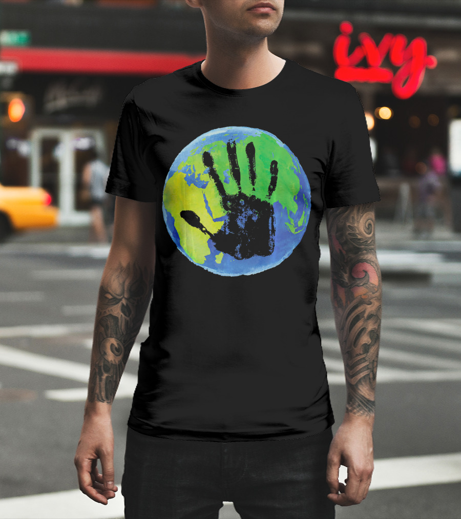 Earth Day Globe With Handprint Nature Conservation T-Shirt