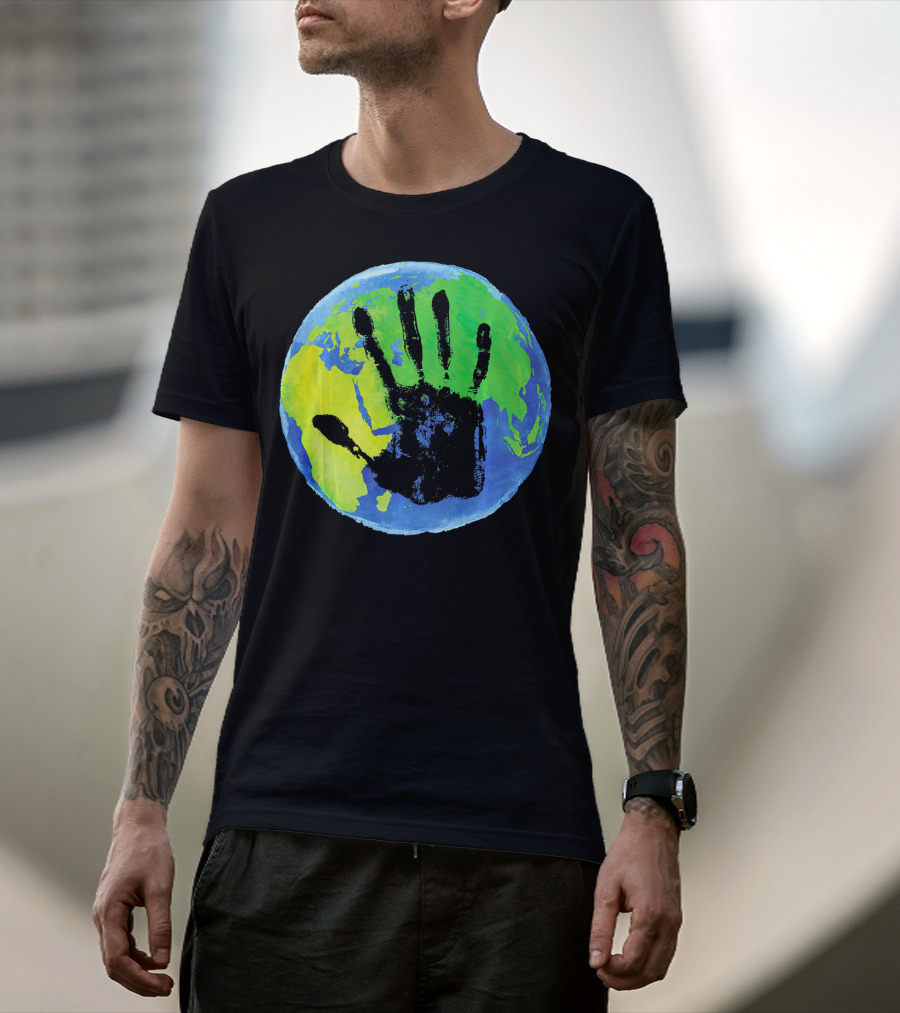 Earth Day Globe With Handprint Nature Conservation T-Shirt