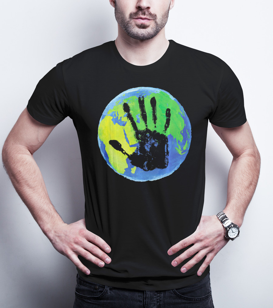 Earth Day Globe With Handprint Nature Conservation T-Shirt