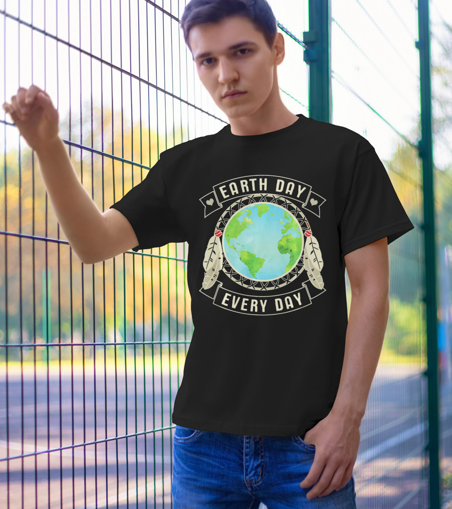 Earth Day Every Day Dreamcatcher Globe Feathers T-Shirt