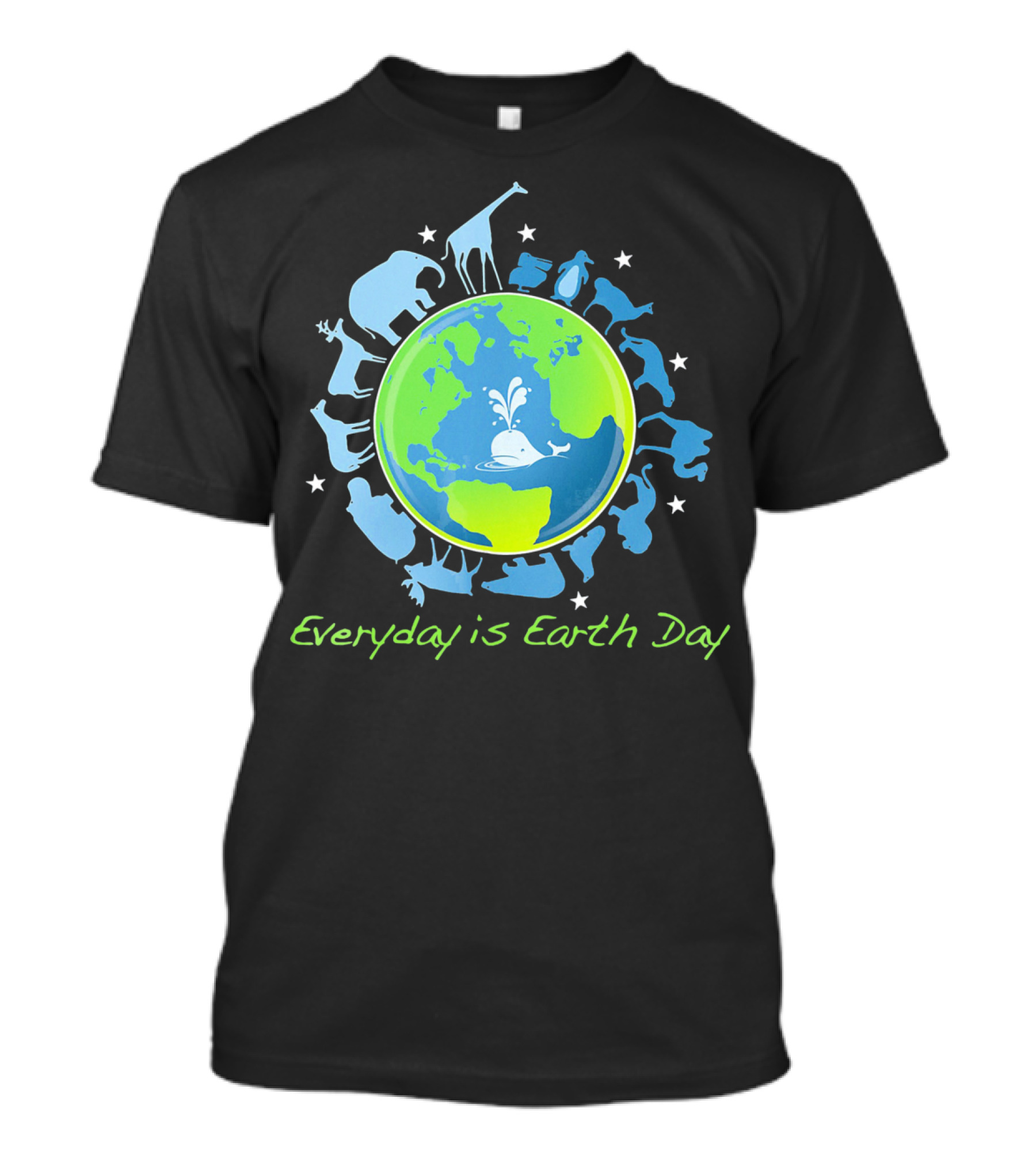 Everyday Is Earth Day Animals Globe Wildlife Conservation T-Shirt