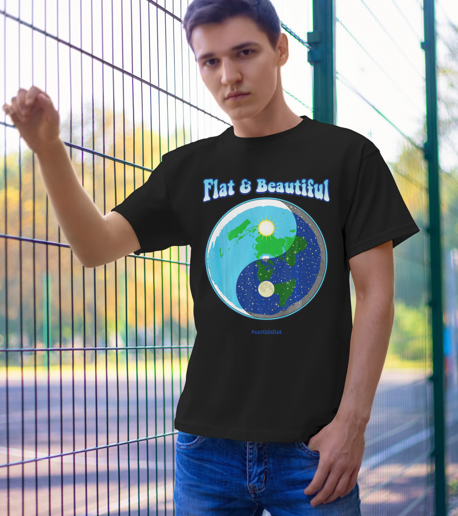 Flat And Beautiful Earth Ying Yang #earthisflat T-Shirt