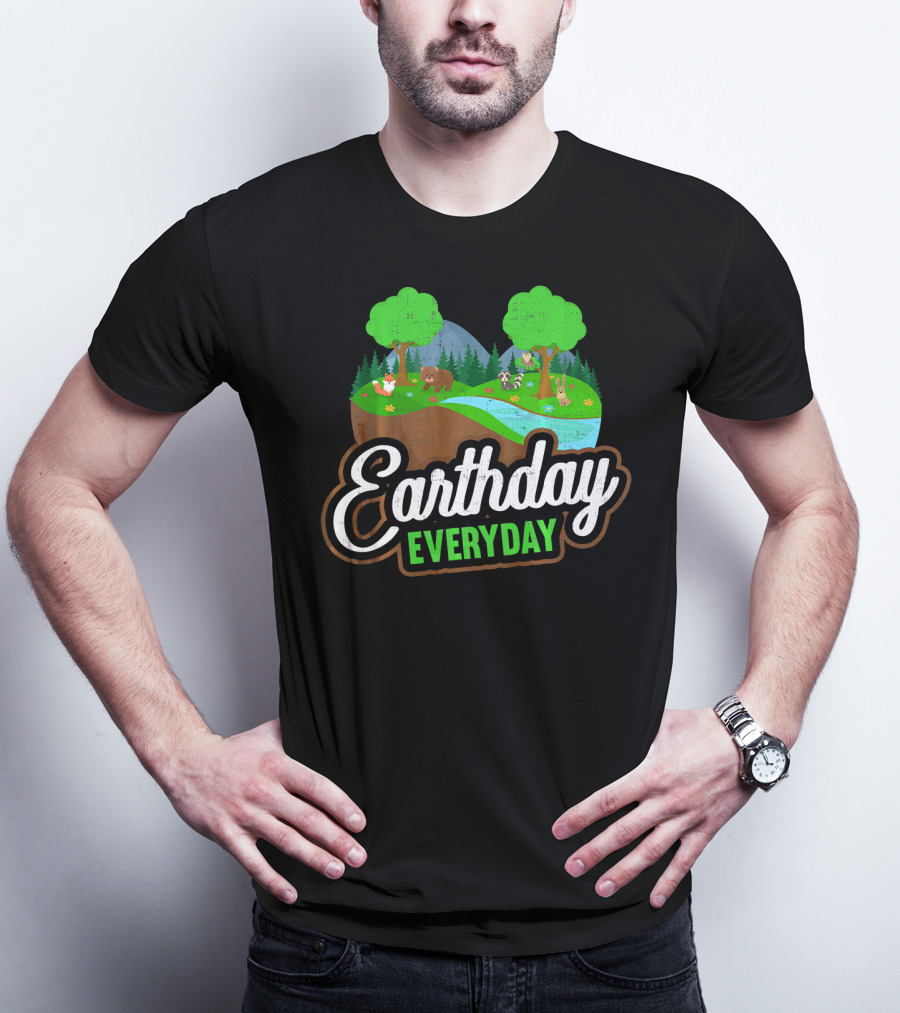 Earth Day Every Day Conservation Wildlife Nature Scene T-Shirt