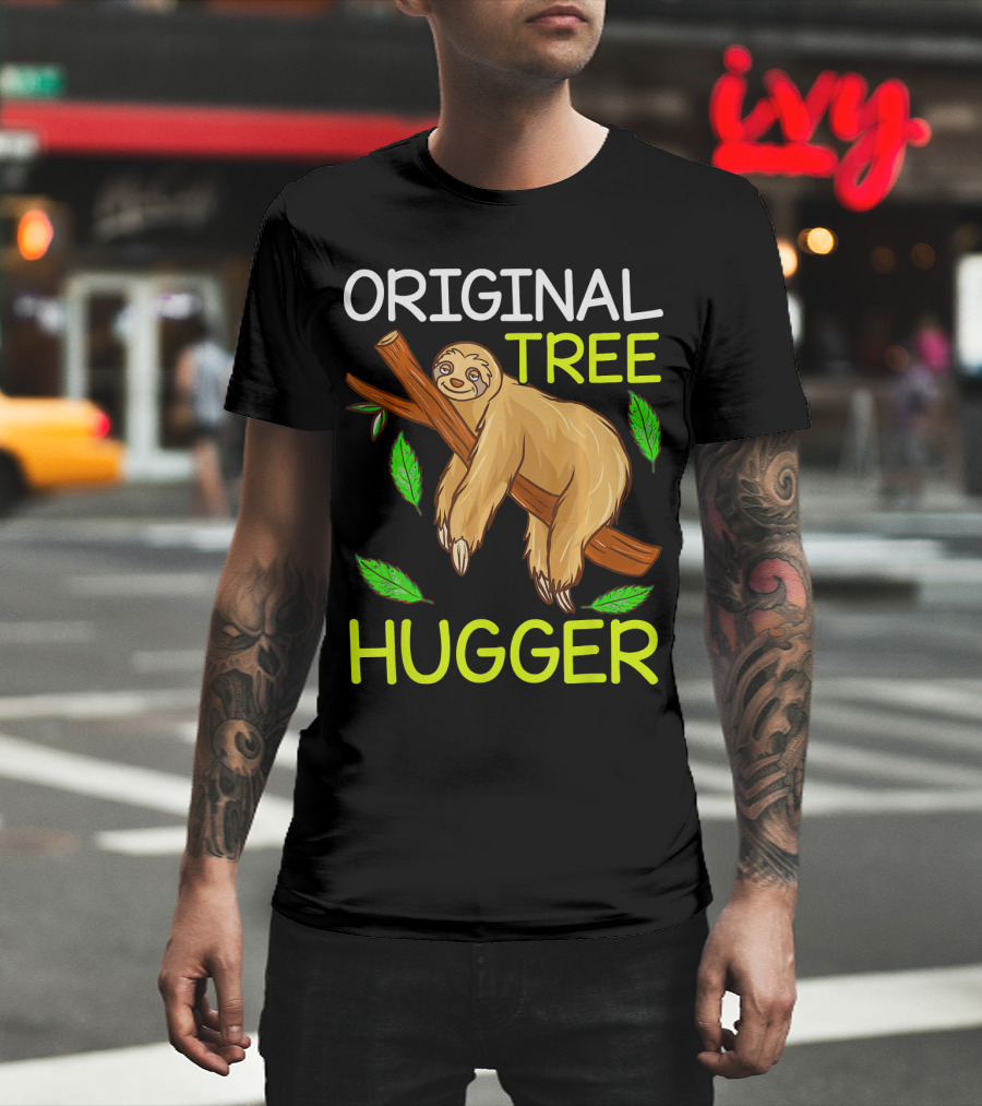 Original Tree Hugger Sloth Environmental Climate T-Shirt