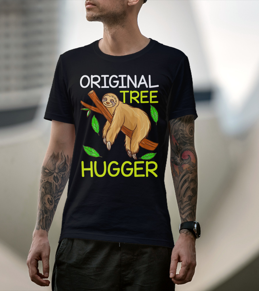 Original Tree Hugger Sloth Environmental Climate T-Shirt