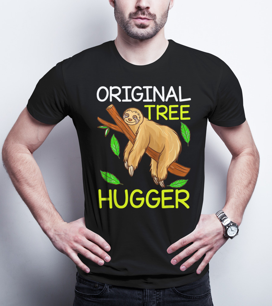 Original Tree Hugger Sloth Environmental Climate T-Shirt
