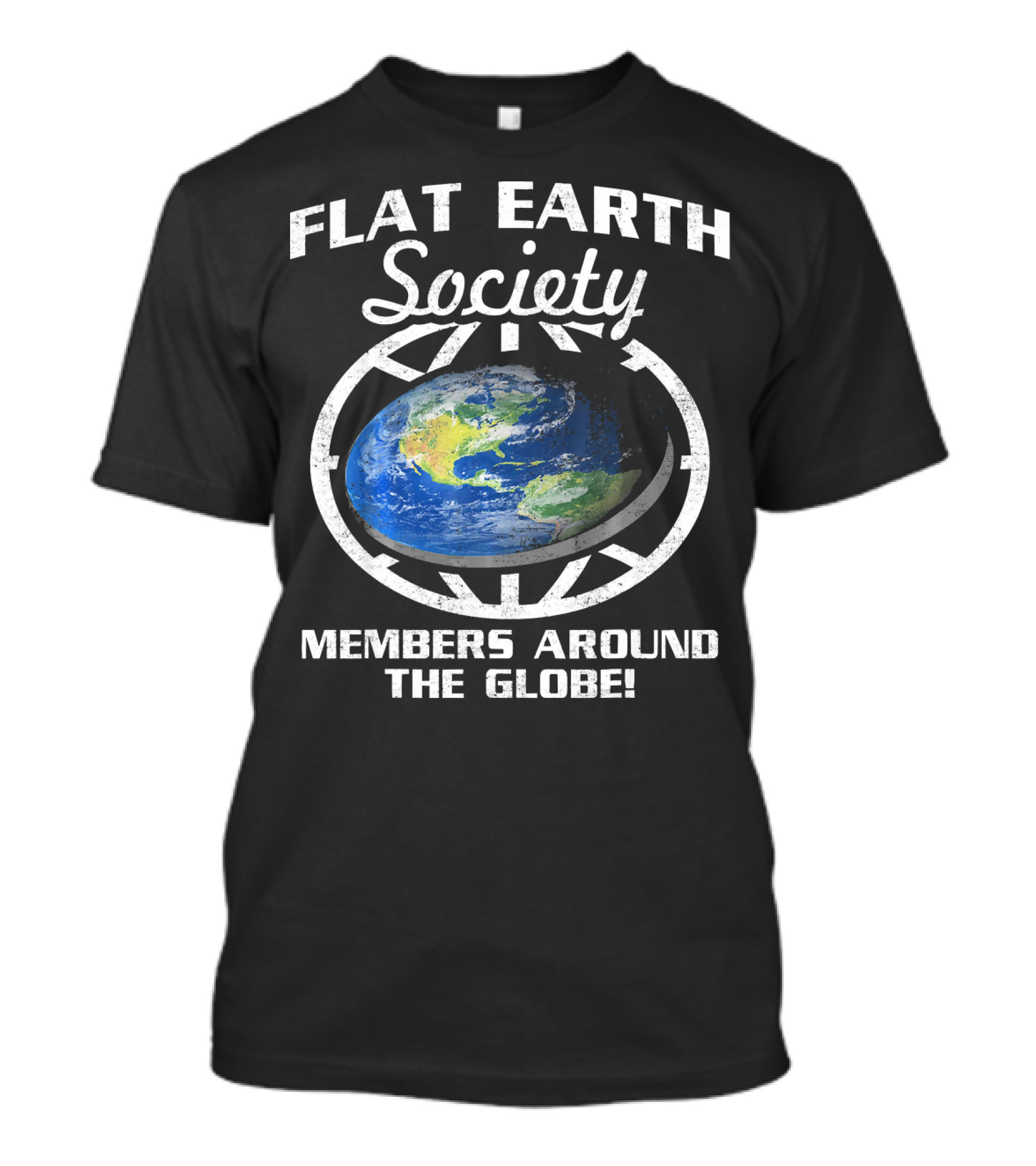 Flat Earth Society Members Around The Globe Planet Map T-Shirt