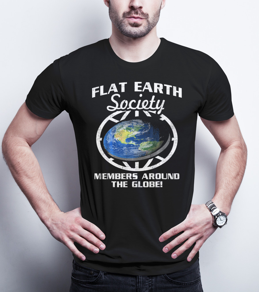 Flat Earth Society Members Around The Globe Planet Map T-Shirt