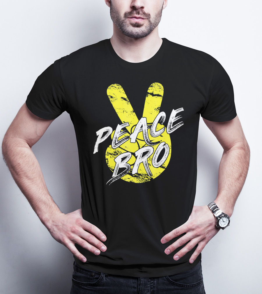PEACE Bro Peace Sign Yellow Tex T-Shirt