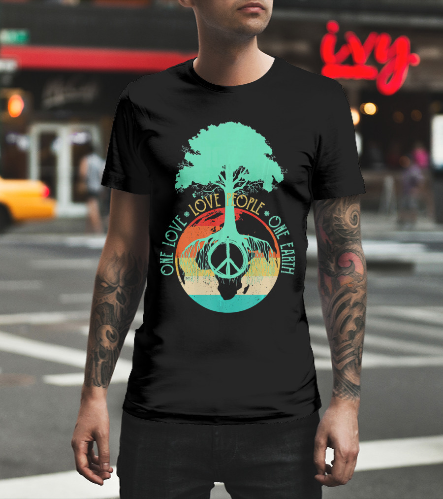 One Love People One Earth Peace Tree T-Shirt