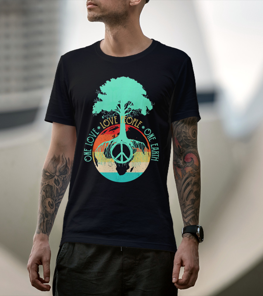 One Love People One Earth Peace Tree T-Shirt
