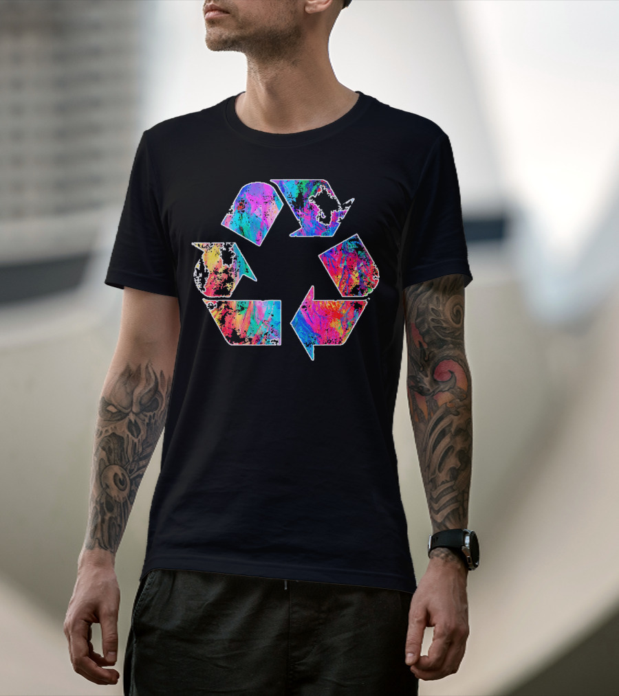 Earth Day Vintage Recycle Reduce Reuse Psychedelic Colorful T-Shirt
