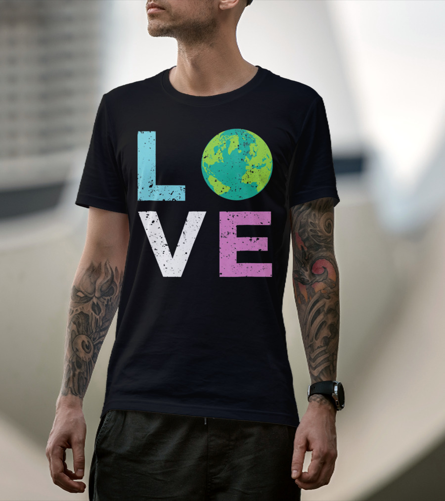 LOVE Earth Day With Globe Vin Earth T-Shirt