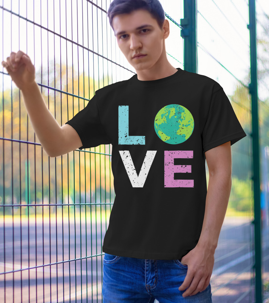 LOVE Earth Day With Globe Vin Earth T-Shirt