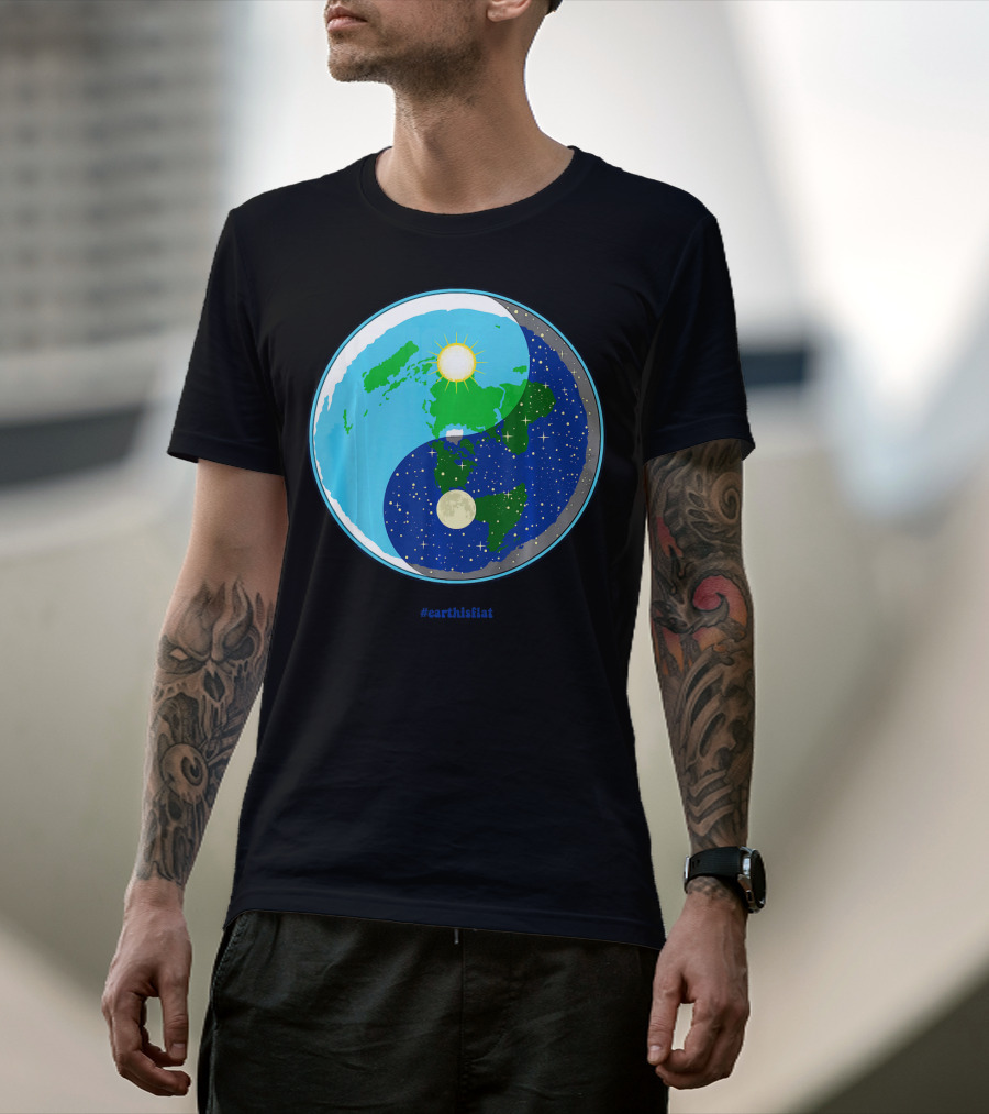 Ying Yang Flat Earth Truther #earthisflat Sun And Moon T-Shirt