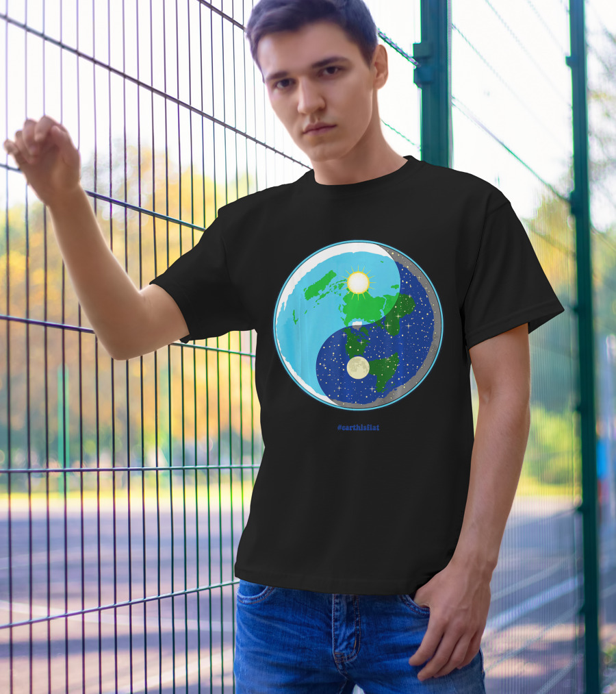 Ying Yang Flat Earth Truther #earthisflat Sun And Moon T-Shirt