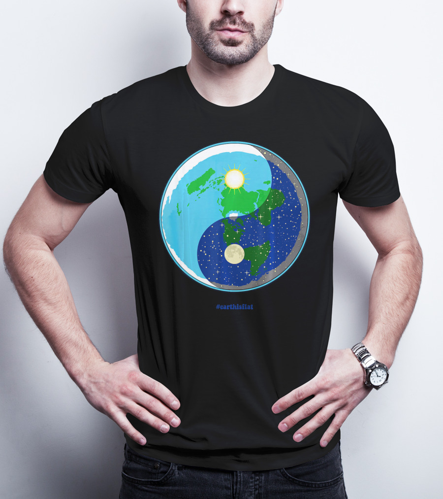 Ying Yang Flat Earth Truther #earthisflat Sun And Moon T-Shirt