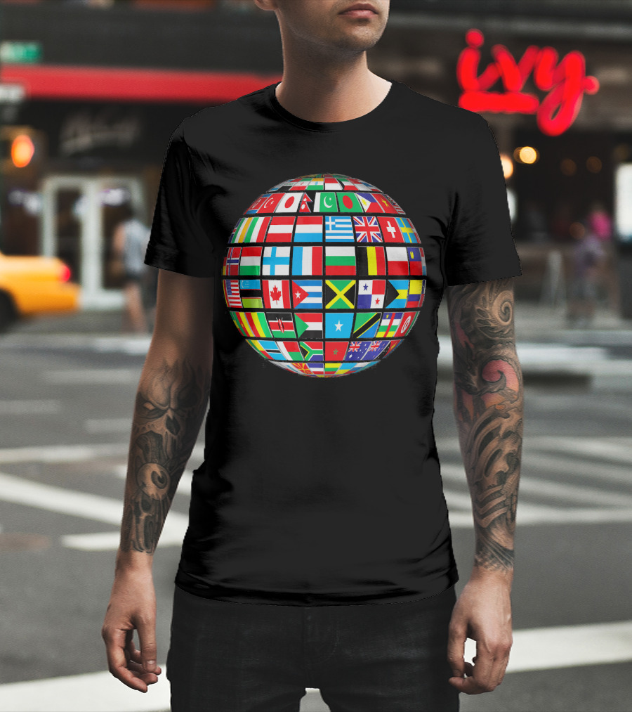 World Flag Buttons Global Flags Sphere T-Shirt